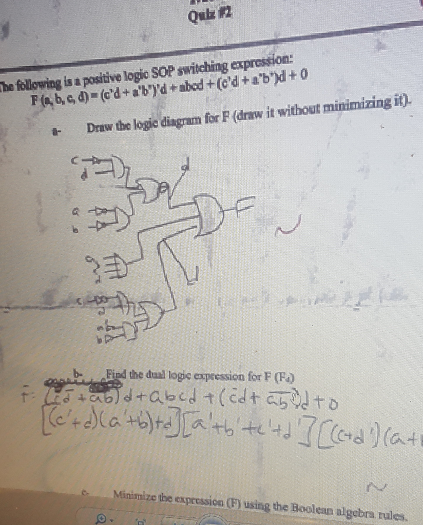 Solved The following is a positive logic SOP switching | Chegg.com