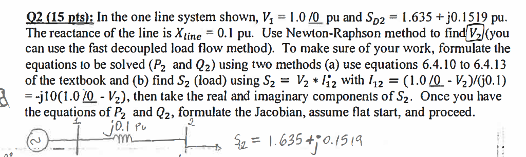 Solved In the one line system shown, V_1 = 1.0/0 pu and S_D2 | Chegg.com