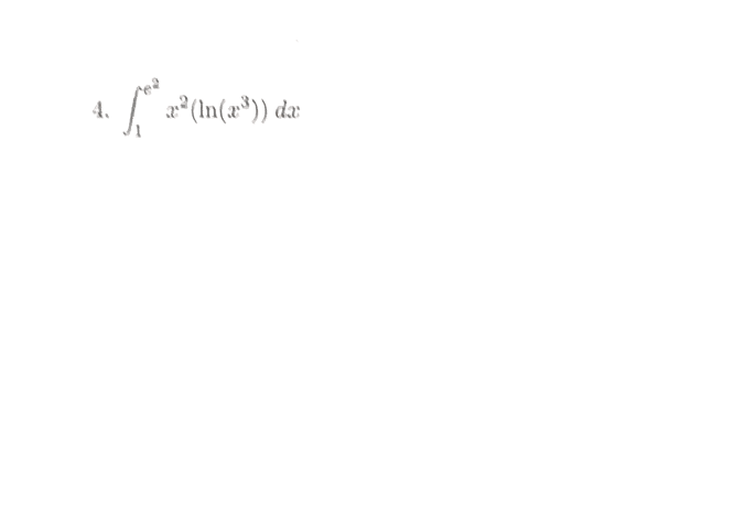 Solved Integral_1^e^2 x^2 (ln (x^3)) dx | Chegg.com