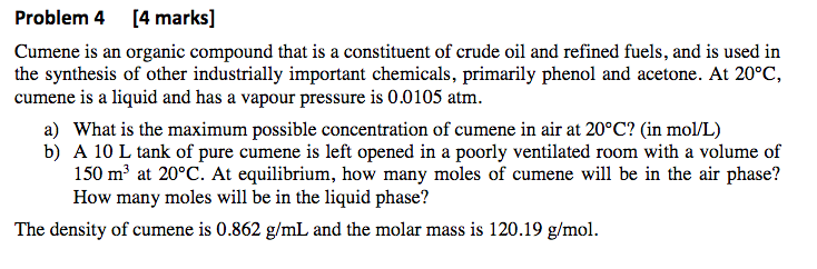 Solved Cumene is an organic compound that is a constituent | Chegg.com