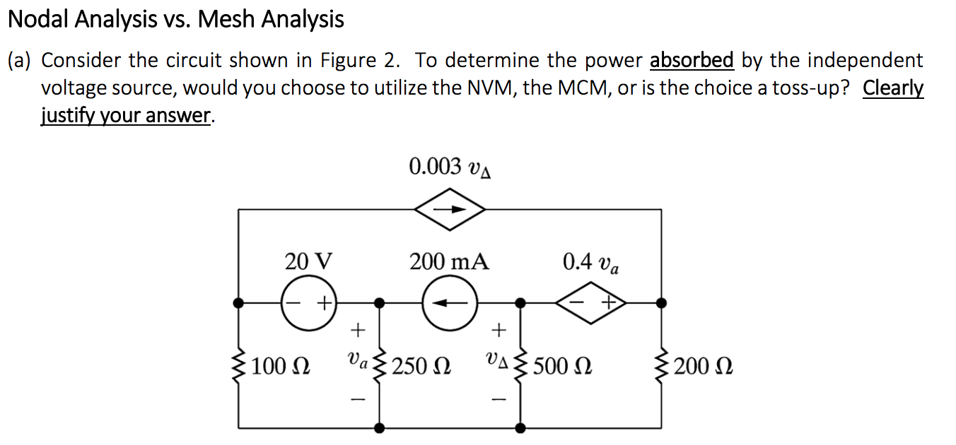 Solved Nodal Analysis vs. Mesh Analysis (a) Consider the | Chegg.com