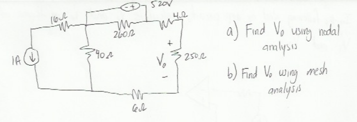 Solved A Find V0 Using Nodal Analysis B Find V0 Using Mesh 3672