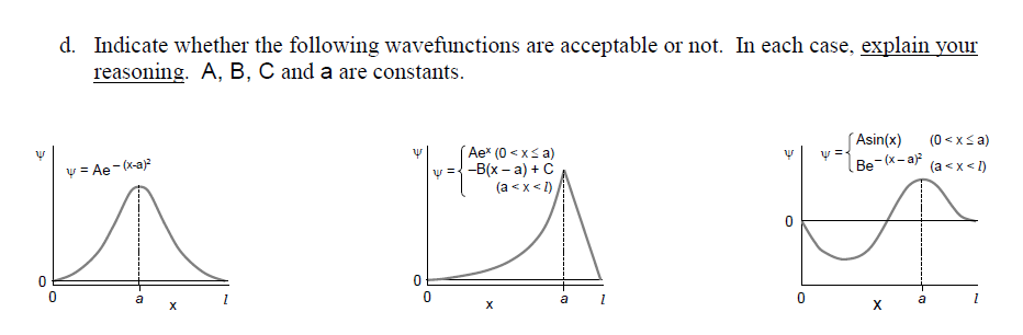 Solved d. Indicate whether the following wavefunctions are | Chegg.com