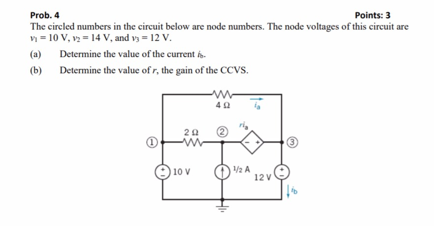 Solved Points: 3 Prob. 4 The circled numbers in the circuit | Chegg.com
