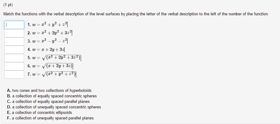 Solved Match the functions with the verbal description of | Chegg.com