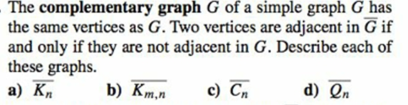 Solved The complementary graph G of a simple graph G has the | Chegg.com