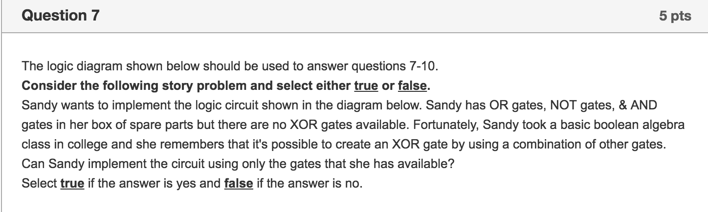 Solved Question 7 5 pts The logic diagram shown below should | Chegg.com