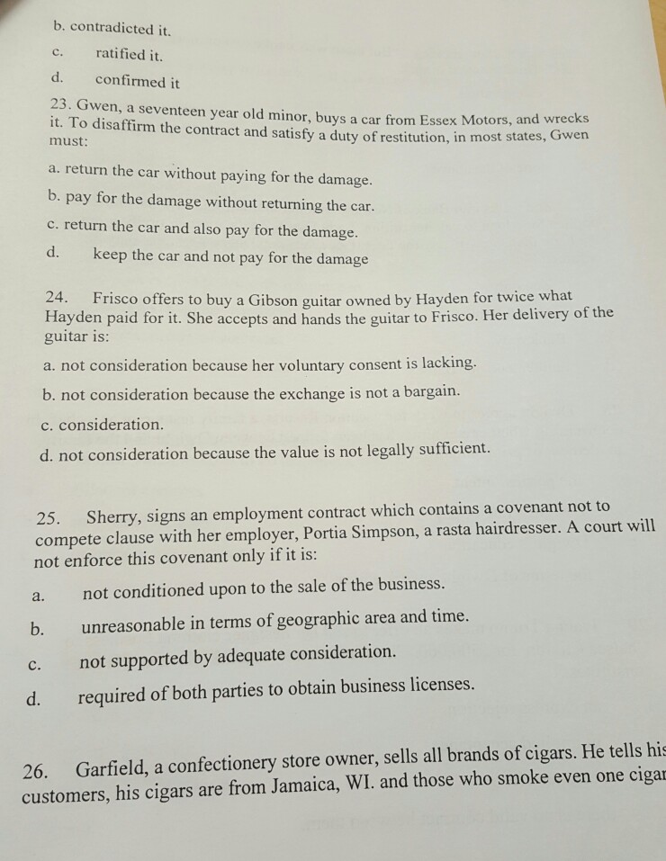 Solved b. contradicted it. c. ratified it. d. confirmed it | Chegg.com