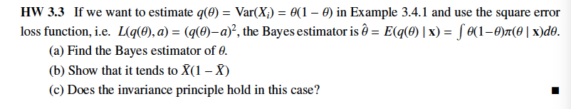 Hw 3.3 If we want to estimate q(θ)-Var(K)-0(1-のin | Chegg.com