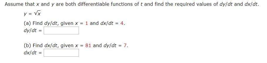 Solved Assume that x and y are both differentiable functions | Chegg.com