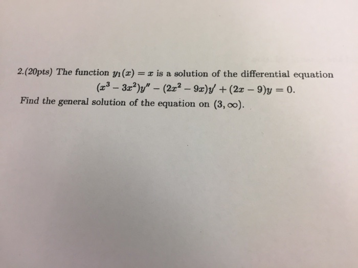 Solved The function y_1 (x) = x is a solution of the | Chegg.com