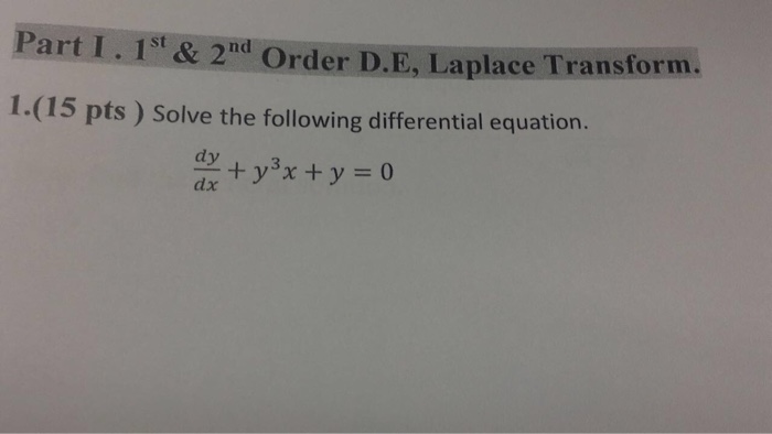 Solved Solve the following differential equation. dy/dx + | Chegg.com