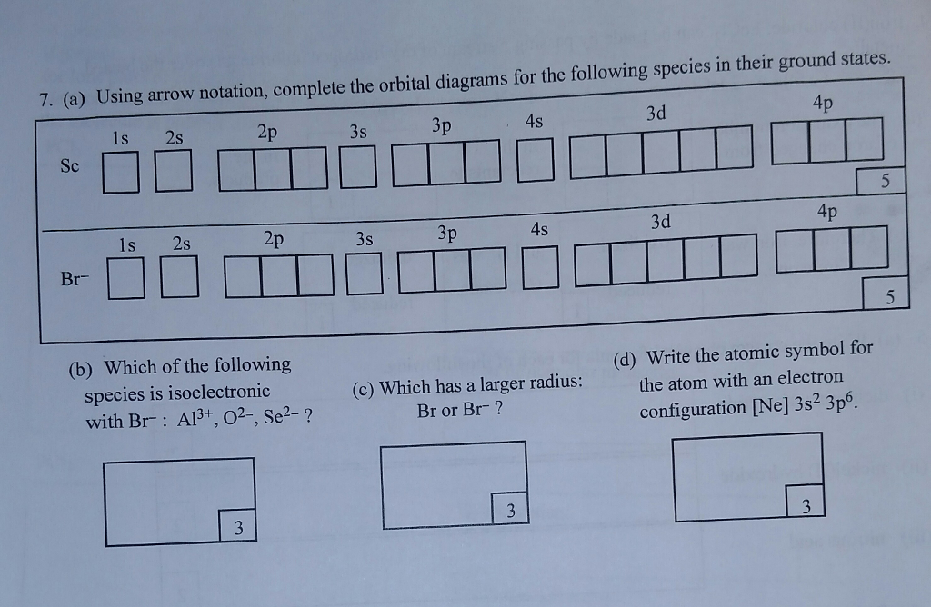 Solved Using arrow notation, complete the orbital diagrams | Chegg.com