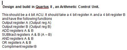 Design and build in Quartus ll, an Arithmetic Control | Chegg.com