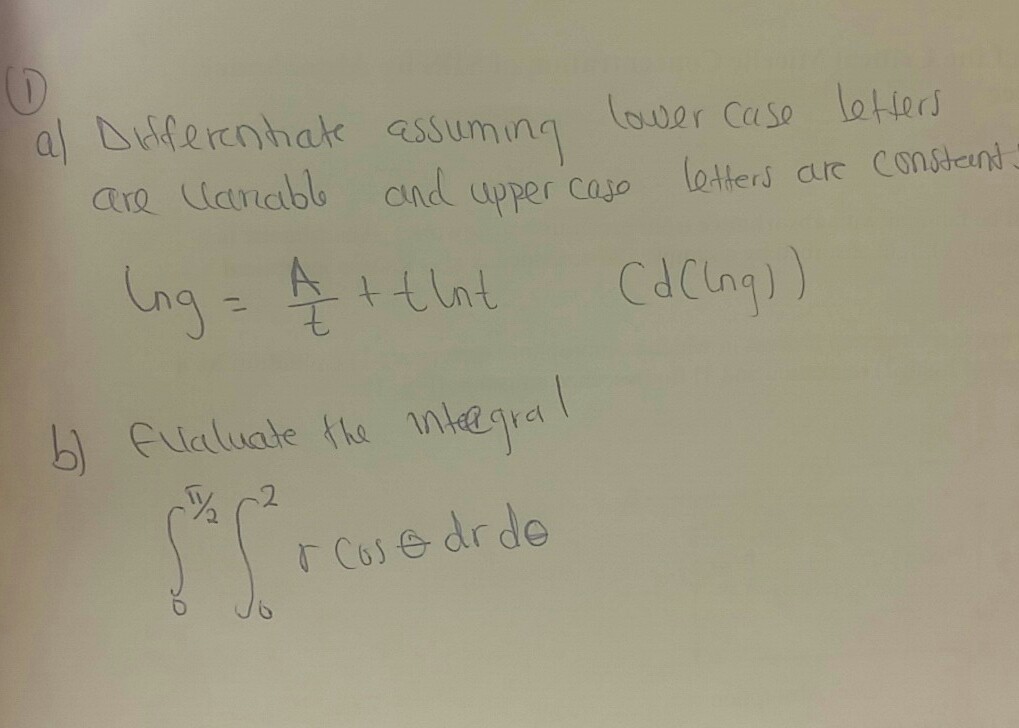 Solved a) Differential assuming lower case letters are | Chegg.com