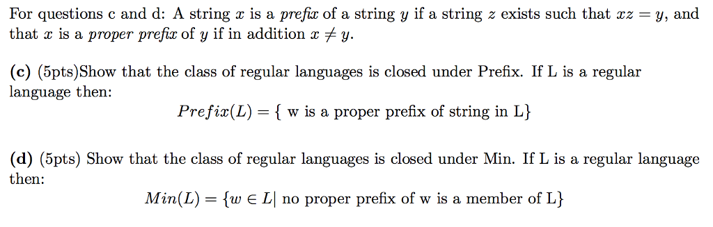 Solved For Questions C And D A String R Is A Prefix Of A