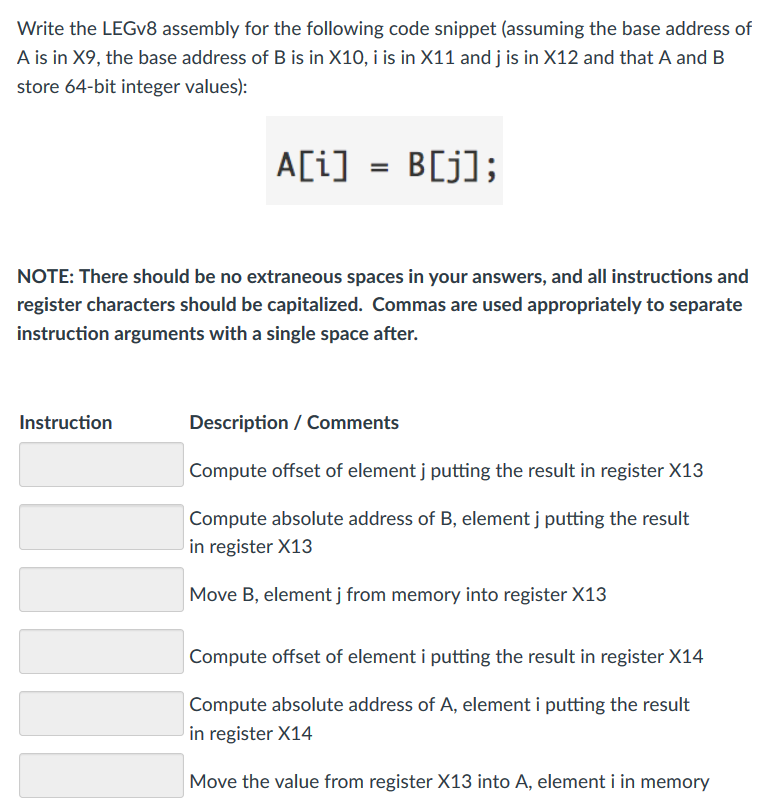 Solved Write the LEGv8 assembly for the following code | Chegg.com