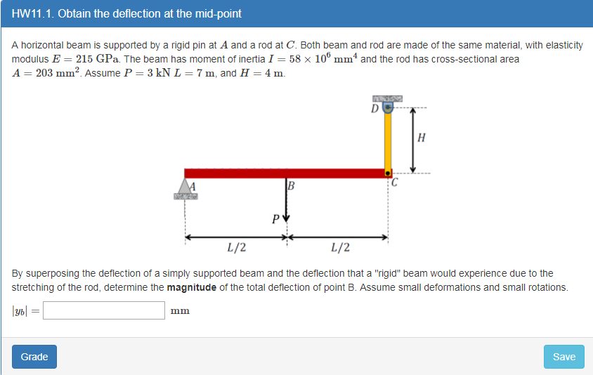 Solved HW11.1. Obtain the deflection at the mid-point A | Chegg.com