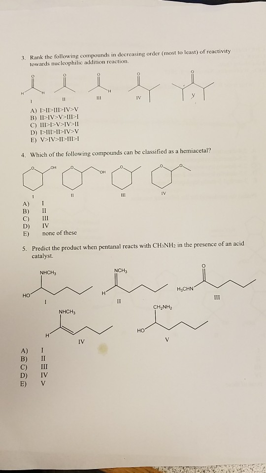 Solved 3 Rank The Following Compounds In Decreasing Order
