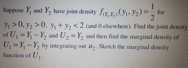Solved Suppose Y1 and Y2 have joint density foi%) (yi, y2)-2 | Chegg.com