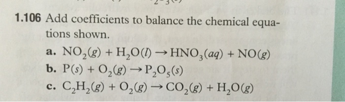 Solved 1.106 Add coefficients to balance the chemical equa- | Chegg.com