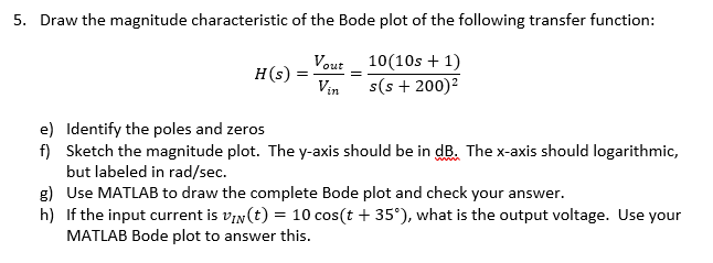 Solved Draw the magnitude characteristics of the Bode plot | Chegg.com