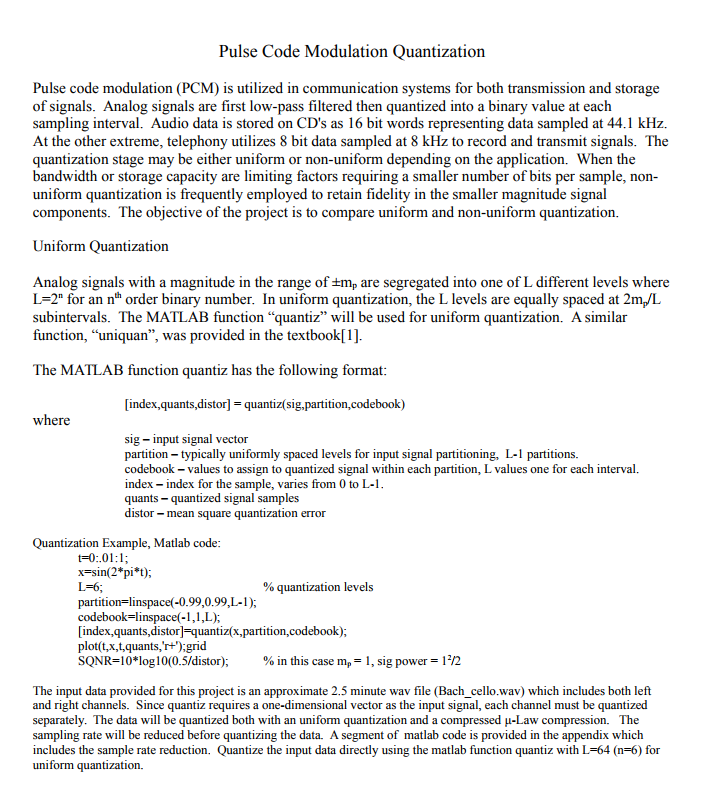 Pulse Code Modulation Quantization Pulse Code