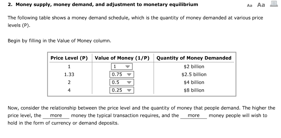 Solved 2. Money supply, money demand, and adjustment to | Chegg.com