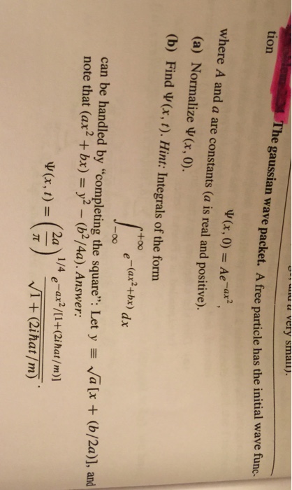 Solved The gaussian wave packet. A free particle has the ini | Chegg.com