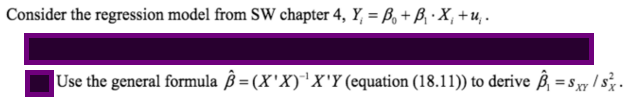 Consider the regression model Yi = B0 + B1Xi + ui. | Chegg.com