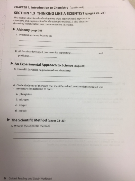 Solved CHAPTER 1, Introduction to Chemistry (continued) | Chegg.com