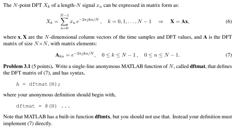 Solved The N Point Dft Xk Of A Length N Signal N Can Be