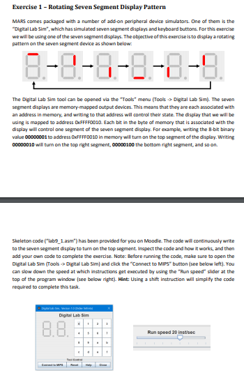 Exercise 1 - Rotating Seven Segment Display Pattern | Chegg.com