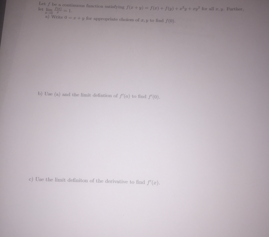 Solved Let F Be A Continuous Function Satisfying F X Y