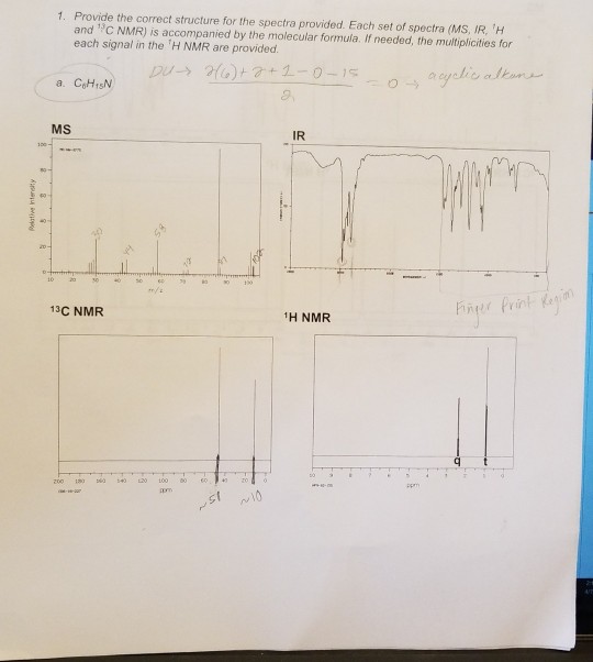 Solved 1. Provide the correct structure for the spectra | Chegg.com