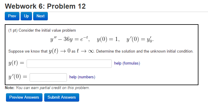 Solved Consider the initial value problem y" - 36y = e^-t, | Chegg.com