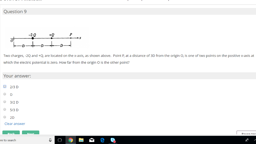 Solved Question 9 -2Q+0 Two charges,-2Q and +Q, are located | Chegg.com