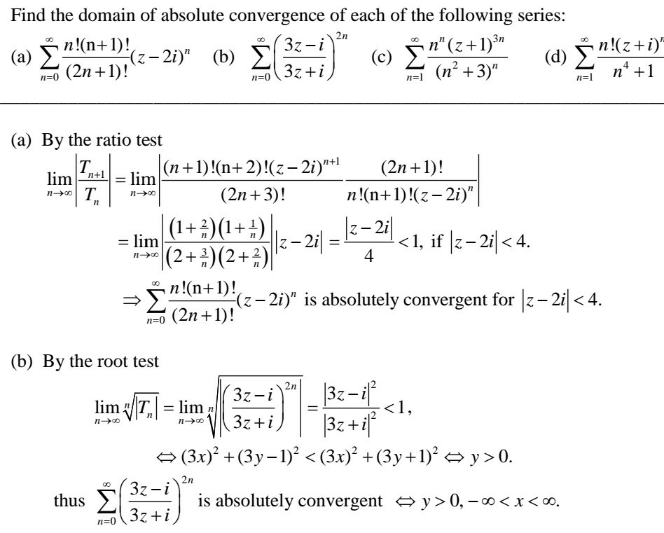 Solved using the root test find the domain of absolute | Chegg.com