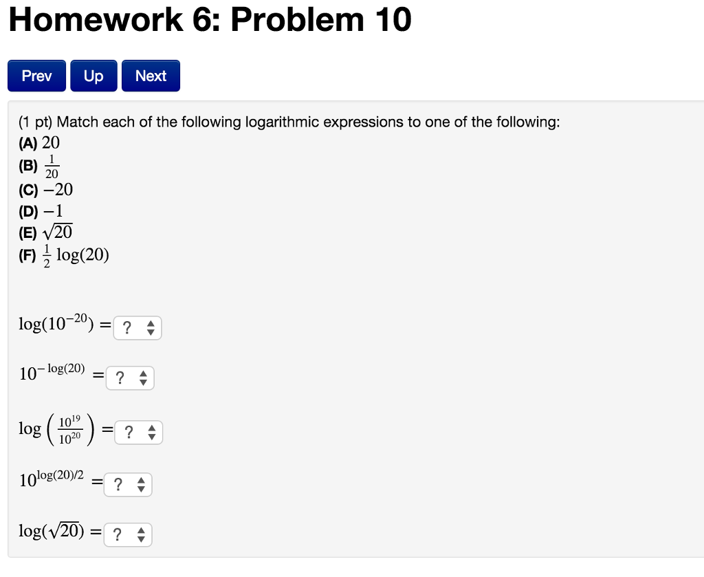 Solved Match each of the following logarithmic expressions | Chegg.com
