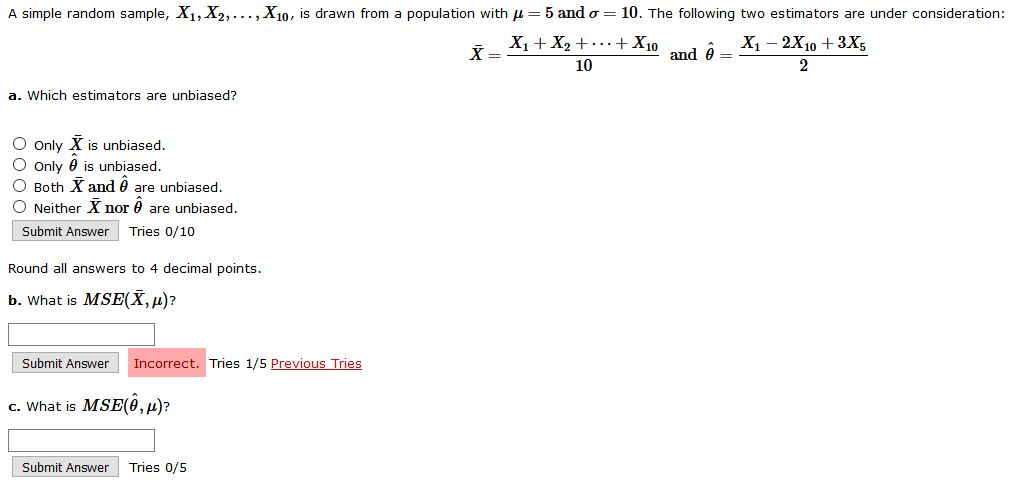 Solved A simple random sample, X1, X2, . . . ,X10, is drawn | Chegg.com