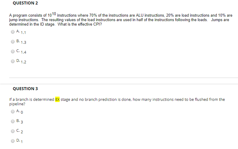 Solved QUESTION 2 A program consists of 1010 instructions | Chegg.com