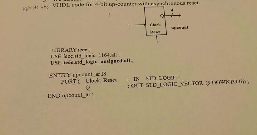 Solved VHDL code for 4-bit up-counter with asynchronous | Chegg.com