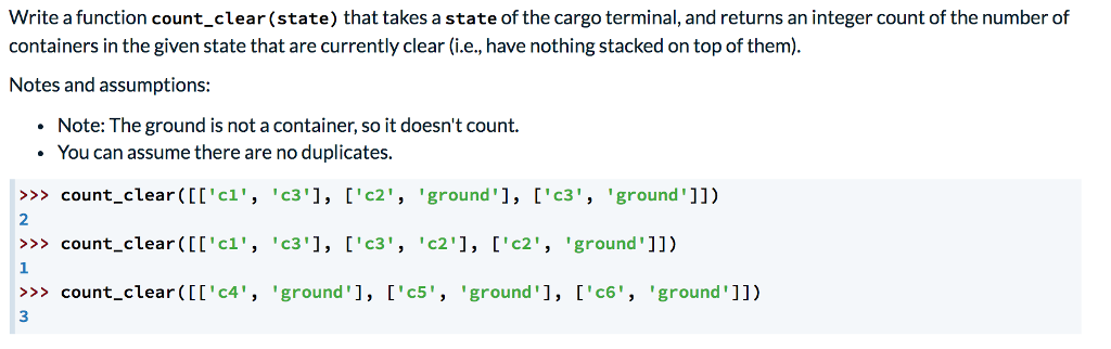 Solved Write a function count_clear (state) that takes a | Chegg.com