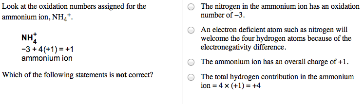 Solved Look at the oxidation numbers assigned for the | Chegg.com