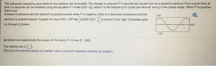 The pressures caused by pure tones or the eardrum are | Chegg.com