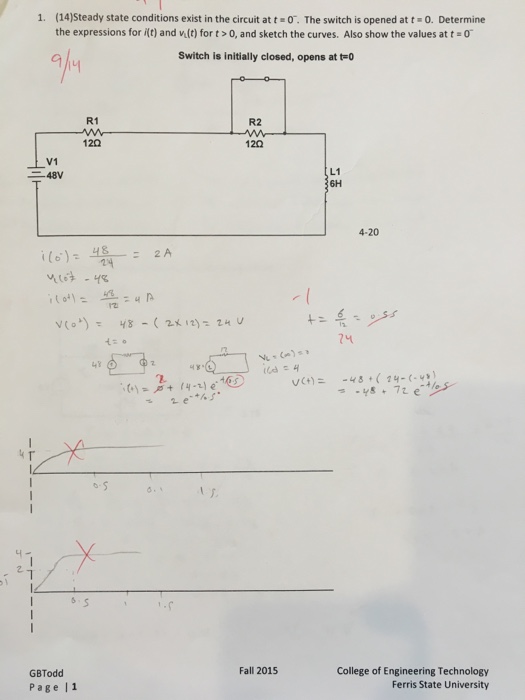 Solved Steady State Conditions Exist In The Circuit At T