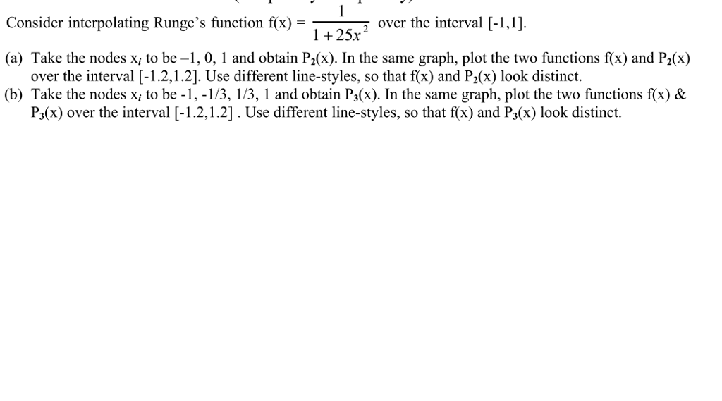 Solved Consider interpolating Runge's function f(x) = 1/1 + | Chegg.com