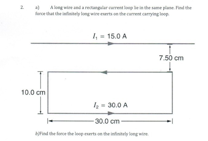 Solved A long wire and a rectangular current loop lie in the | Chegg.com