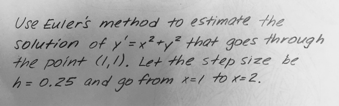 Solved Use Euler's method to estimate the solution of y' = | Chegg.com