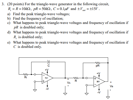 Solved 3. (20 points) For the triangle-wave generator in the | Chegg.com